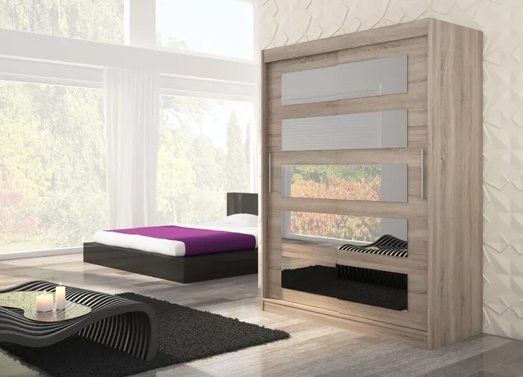 ADRK Furniture Skříň posuvná se zrcadlem MURANI 150