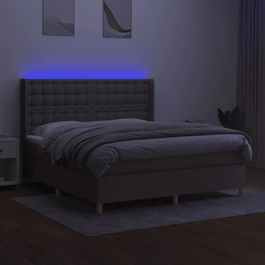 Box spring postel s matrací a LED taupe 180x200 cm textil 3139217