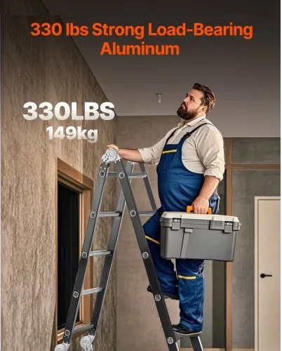 Víceúčelový skládací žebřík 7 v 1 5 kroků, výška dosahu 5,8 m pro práci