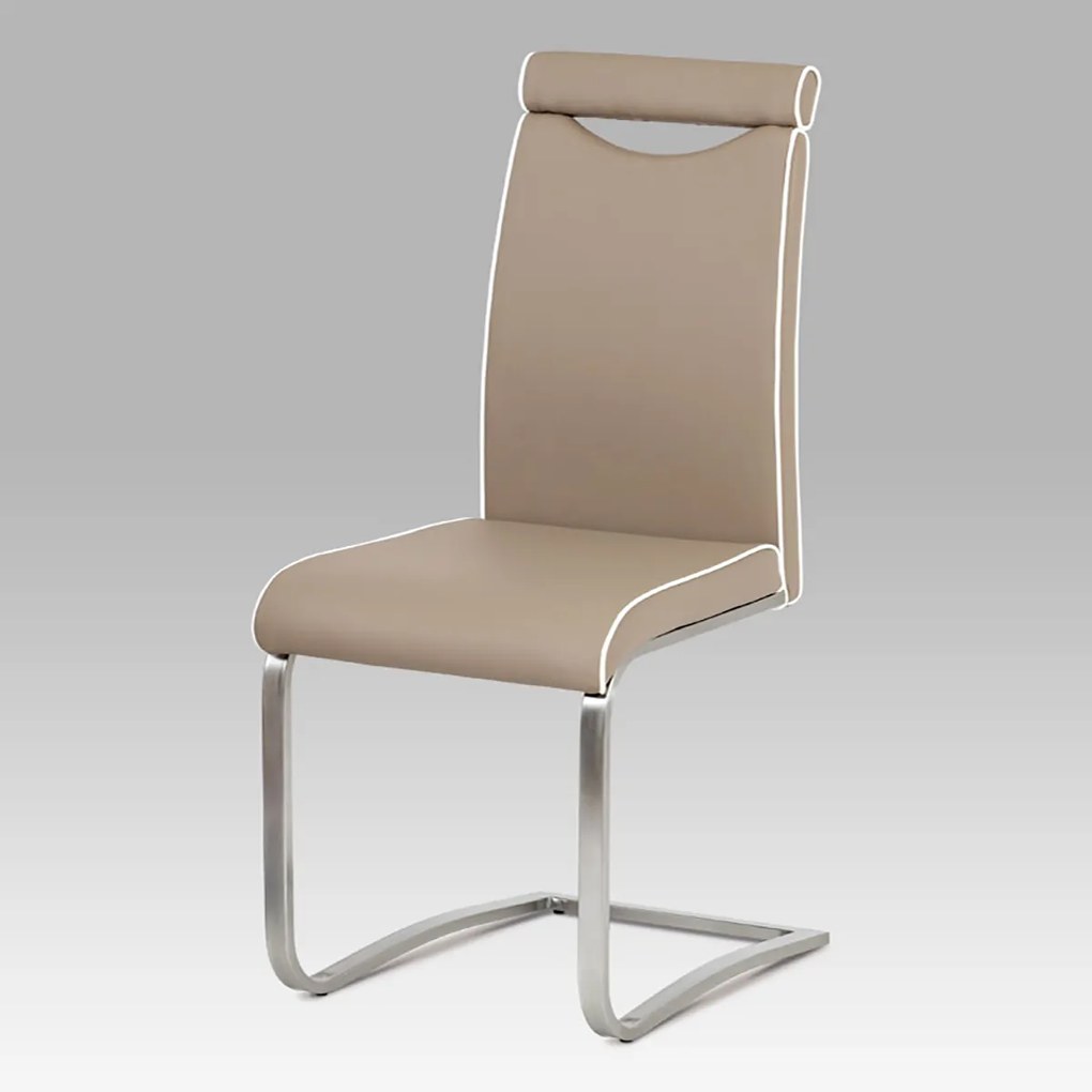 Artium Jídelní židle koženka cappuccino / broušený nerez - HC-998 CAP