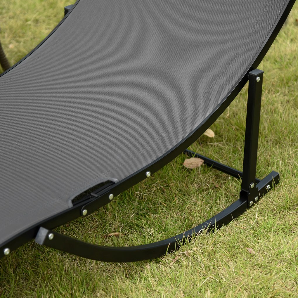 Outsunny sada 2 lehátek zahradní lehátka látková relaxační lehátka ergonomická hliníková Texteline tmavě šedá 165 x 61 x 63 cm