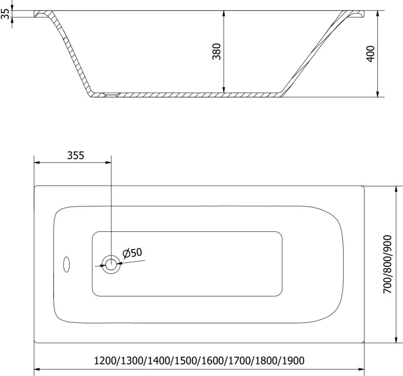 Mexen Vega obdélníková vana 130 x 70 cm s obložením, bílá - 55011307000X