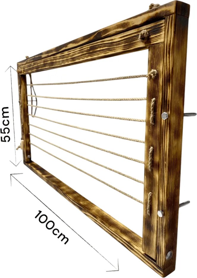Designový nástěnný dřevěný sušák na prádlo – ruční výroba, široký, tmavý, do koupelny i na balkon