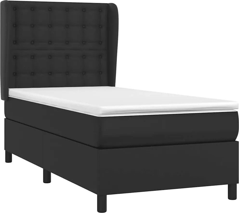 Box spring postel s matrací černá 80 x 200 cm umělá kůže 3128997