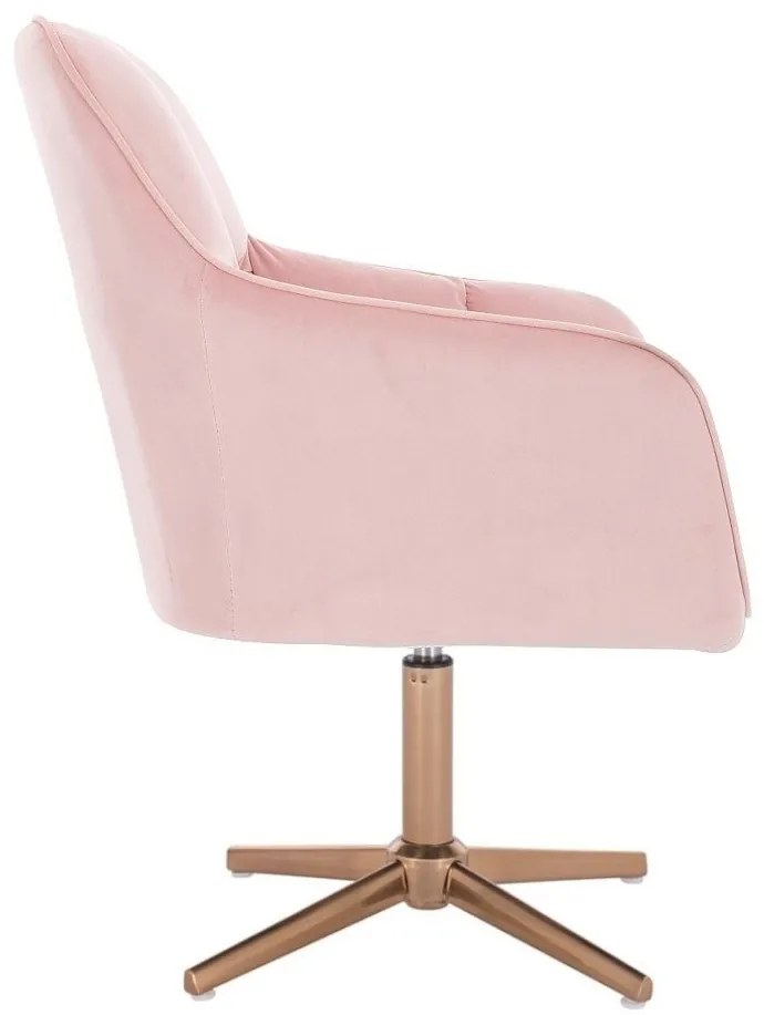 LuxuryForm DESIGN Otočné křeslo AMALFI VELUR na zlatém kříži - růžové