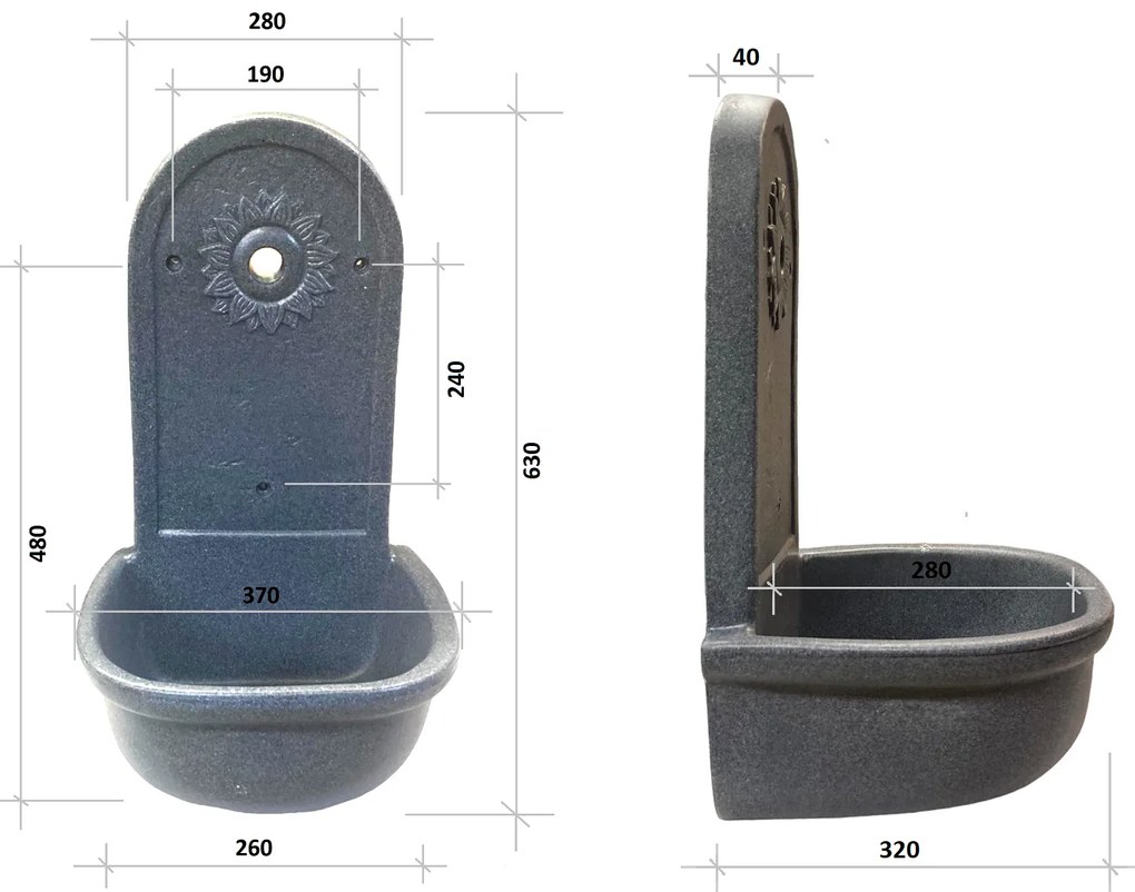 ROTO Zahradní Umyvadlo SLUNCE, šedý granit