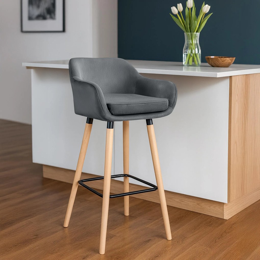 Barová židle Grant samet – šedá