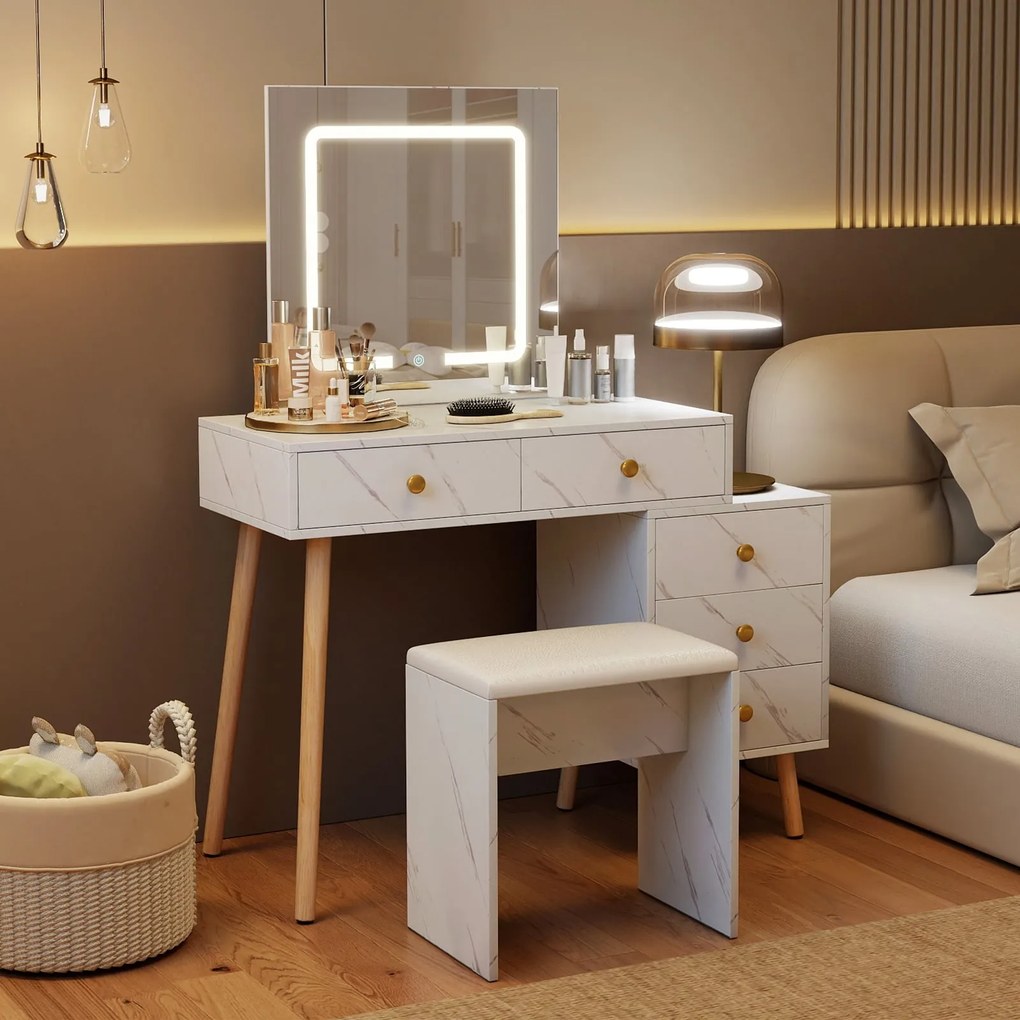 Costway Toaletní stolek se zrcadlem a osvětlením Make-up set s 3 světelnými