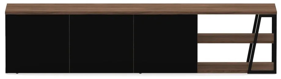 Černý TV stolek v dekoru ořechu 190x45 cm Albi - TemaHome