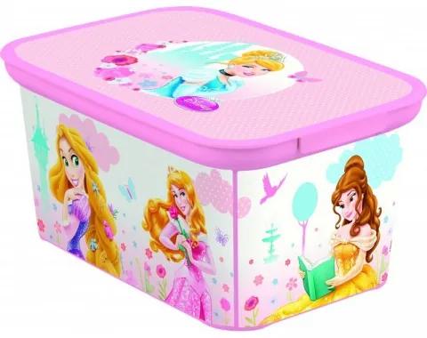 Plastový úložný box do dětského pokoje, malý, motiv princezny