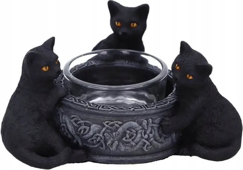 Kot Familiar Trio Cat Tea Light Holder figurka od firmy Nemesis Now z Anglie