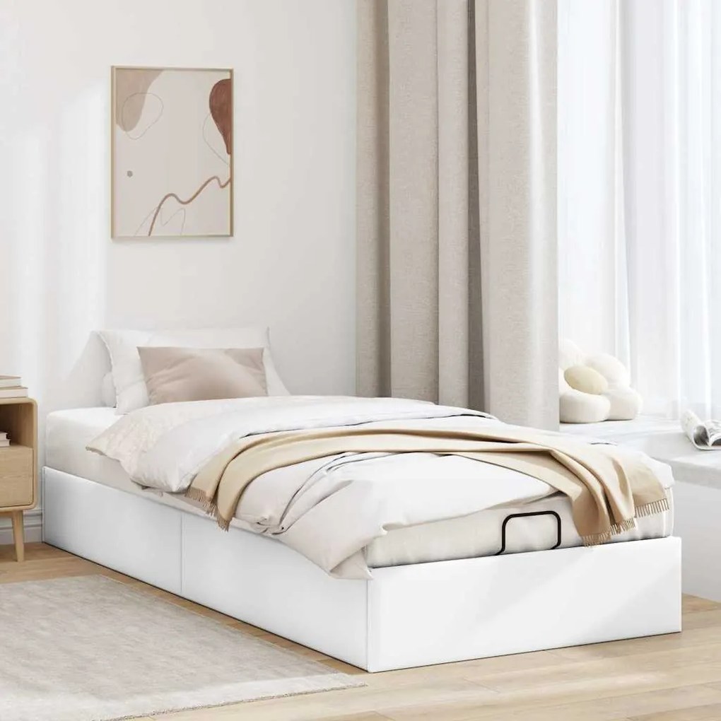 Osmanský rám postele bez matrace bílý 100x200 cm umělá kůže 3310785