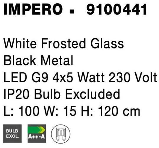 Nova Luce Závěsné svítidlo IMPERO bílé matné sklo černý kov G9 4x5W