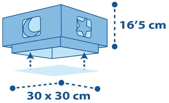 Dalber 63236T - Dětské stropní svítidlo MOONLIGHT 2xE27/60W/230V modrá