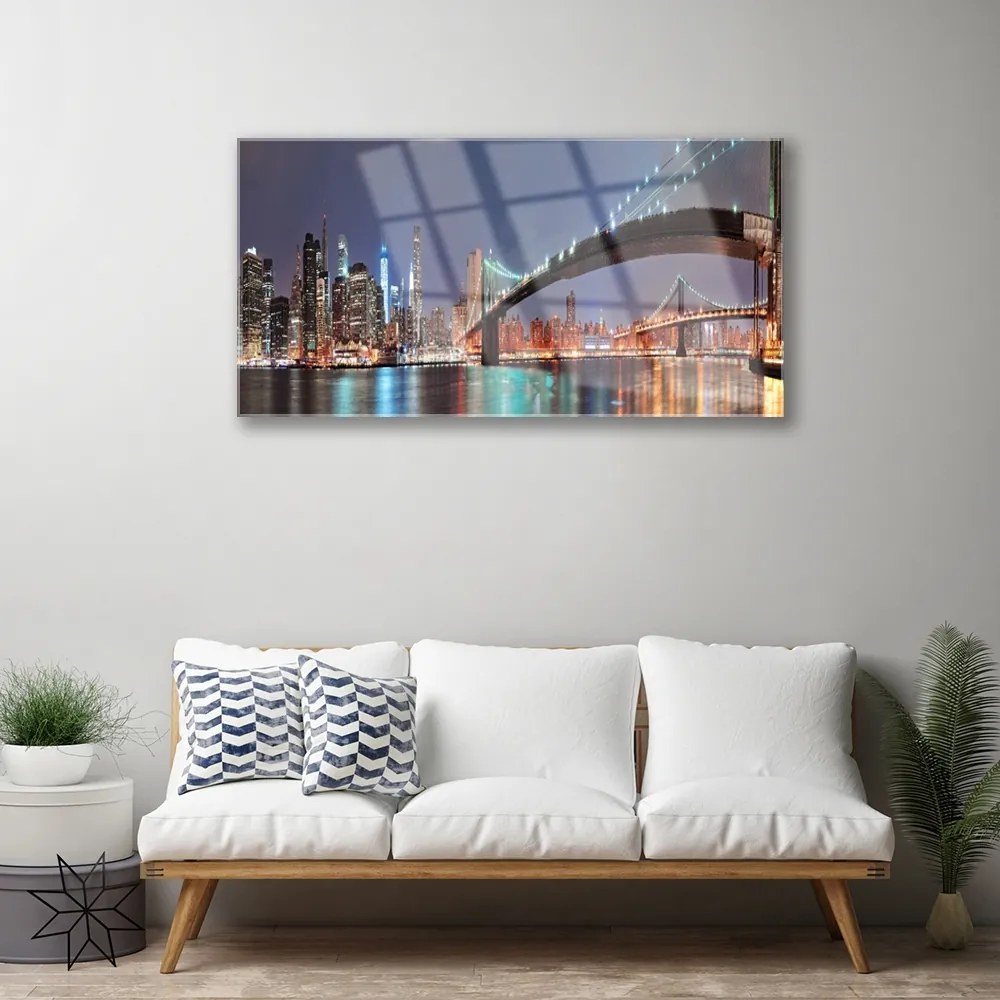 Obraz na skle Město Most Architektura 100x50 cm