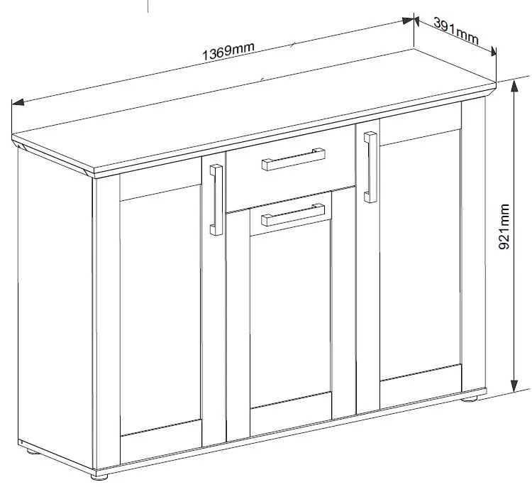 Komoda se zásuvkou Verona, 137 cm, modřín/dub artisan