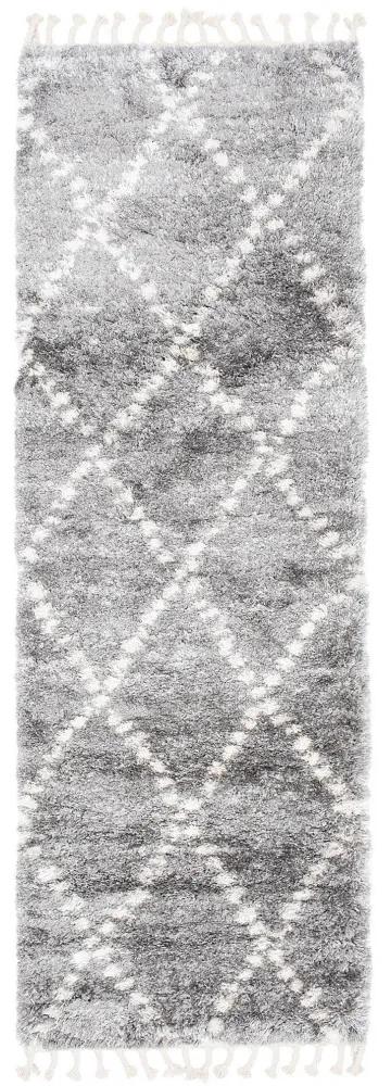 Kusový koberec shaggy Karo šedý atyp 80x200cm