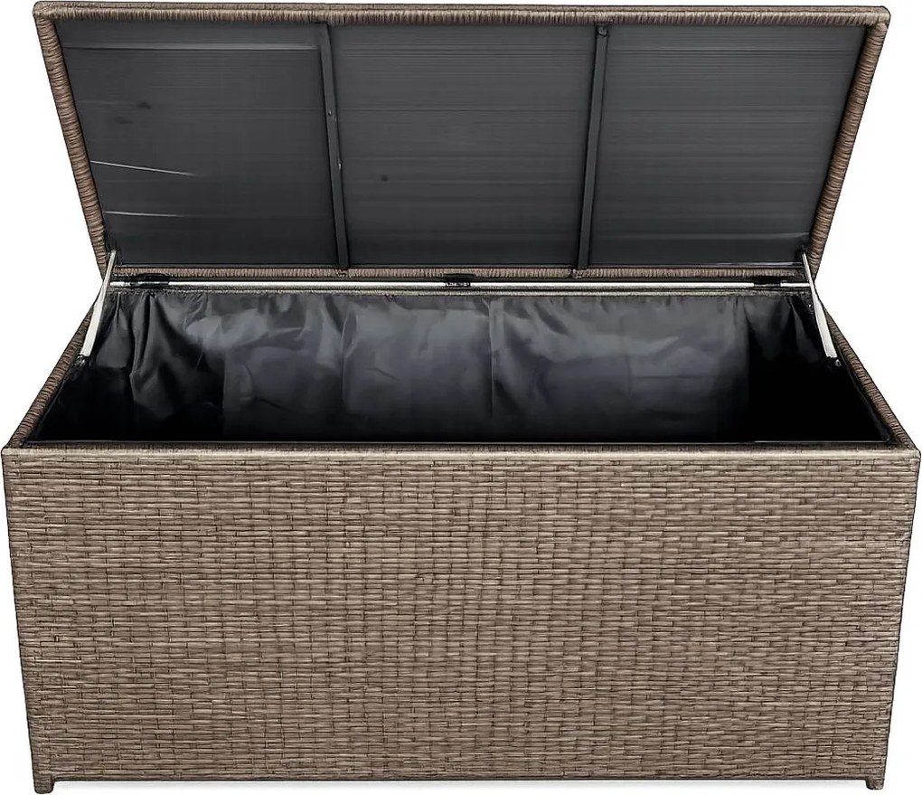 Ratanový zahradní úložný box BestBerg BBRF-B1BN / 350 l / 115 × 55 × 57 cm / hnědá