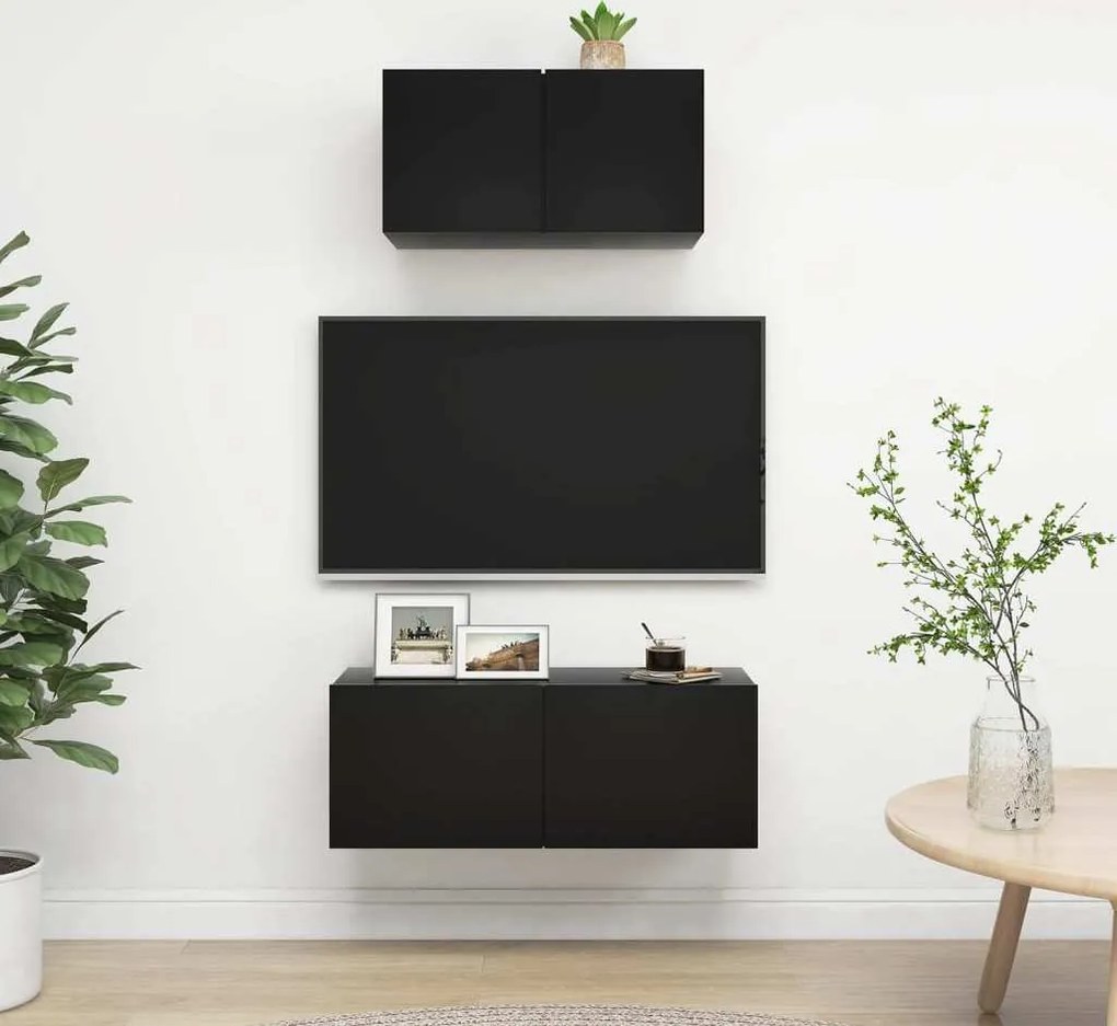 vidaXL 2dílný set TV skříněk dřevotříska [3079120] Barva: Bílá