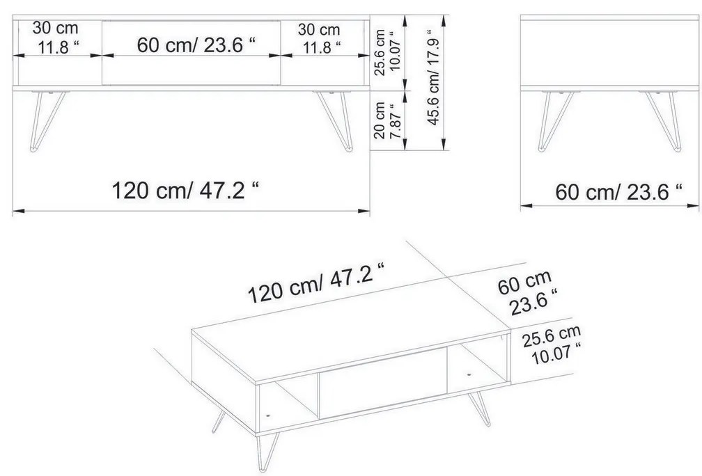 Konferenční stolek Mistico White and Walnut