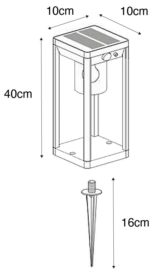 Venkovní stojací lampa tmavě šedá 40 cm vč. LED a stmívatelného světla na solární - Sonne