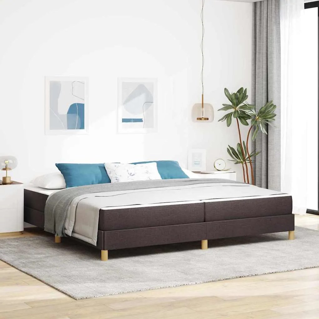 Postel s boxspringem s matrací Tmavě hnědá 200 x 200 cm textil 3398594