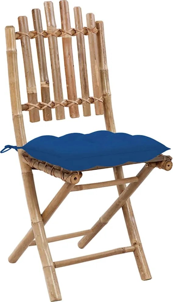 5dílný skládací zahradní jídelní set s poduškami bambus 3063985