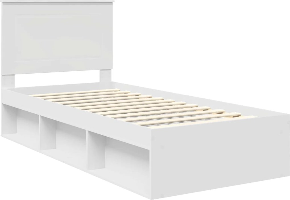 Rám postele s čelo Bílá 100 x 200 cm Masivní borové dřevo 3409390