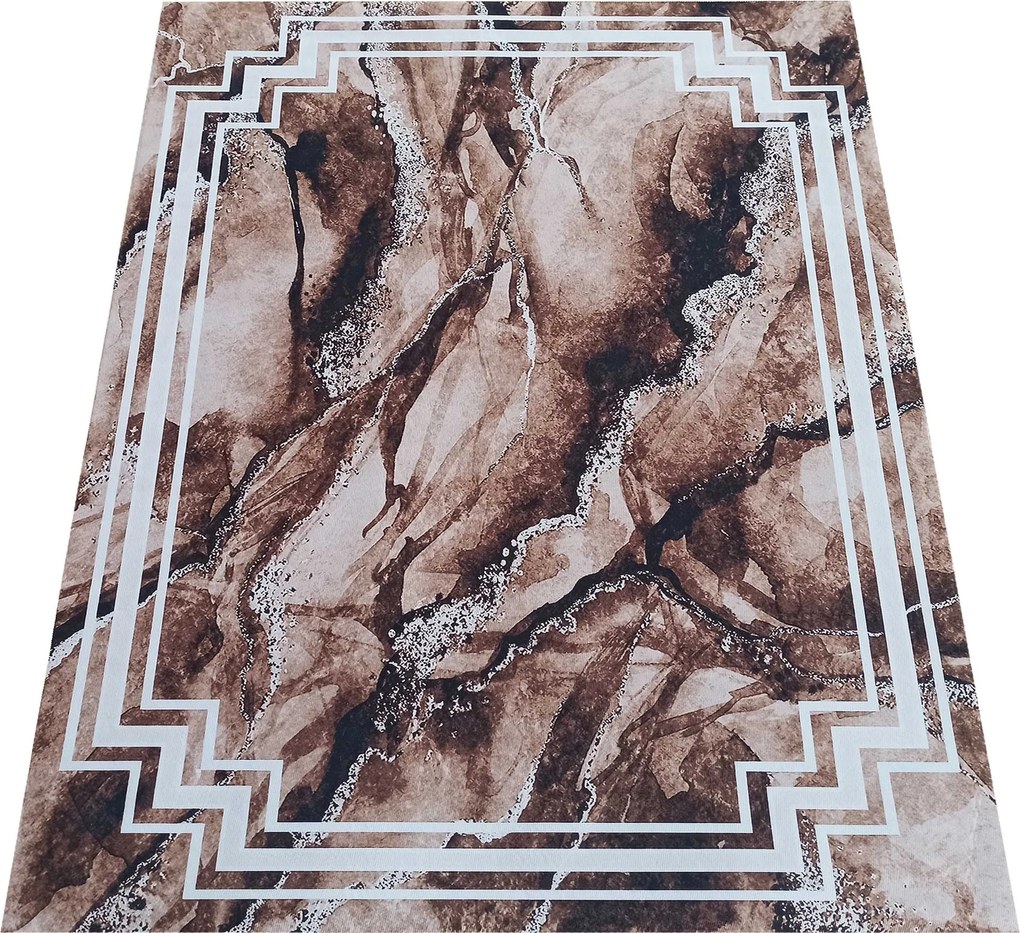 DY Hnědý vzorovaný koberec Horeca-New 118 Rozměr: 60x100 cm