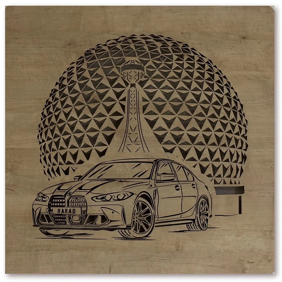 Li-Go "BMW" světelný obraz 230V 70x70cm provedení povrchu: jedle