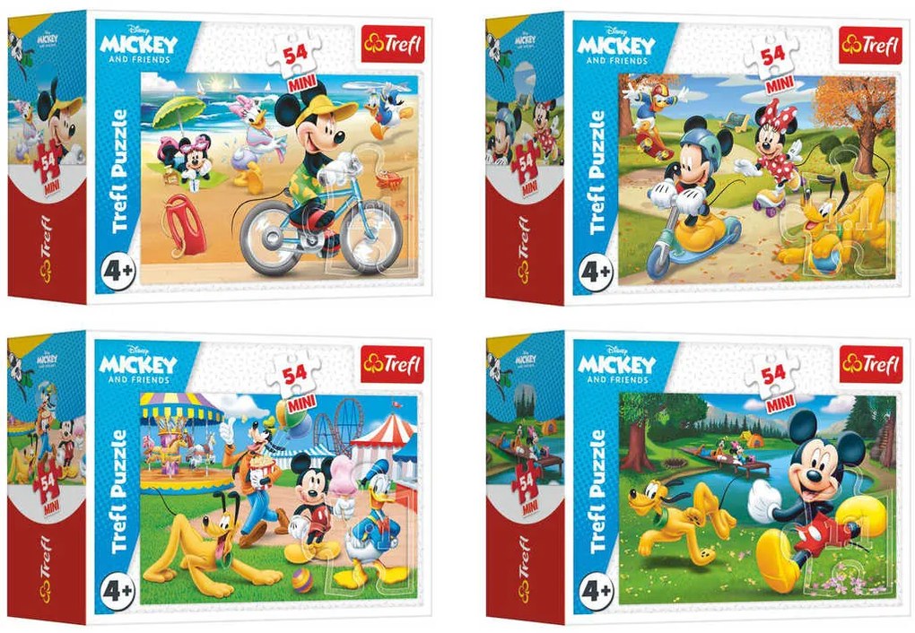 TREFL PUZZLE Mickey Mouse Den s přáteli mini 20x13cm 54 dílků 4 druhy tr54190