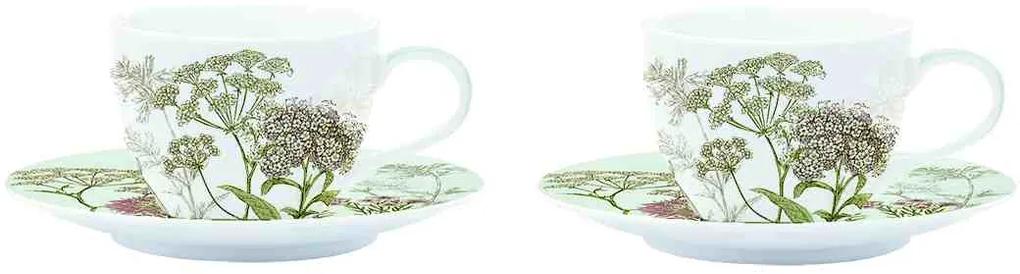 Easy Life porcelánové šálky a podšálky Botanica Green na čaj 2x240ml