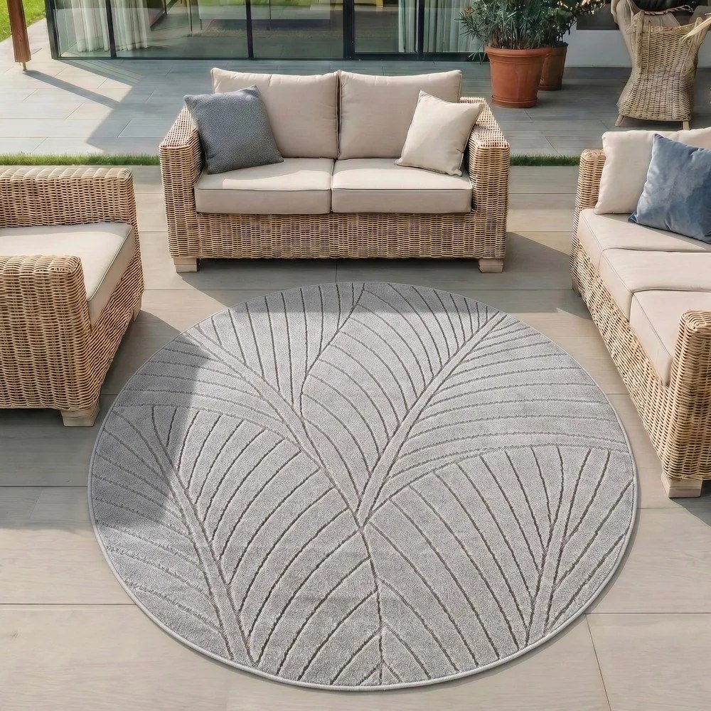 Kulatý vnitřní a venkovní koberec ve stříbrné barvě ø 120 cm Nova 1203 – Ayyildiz Carpets