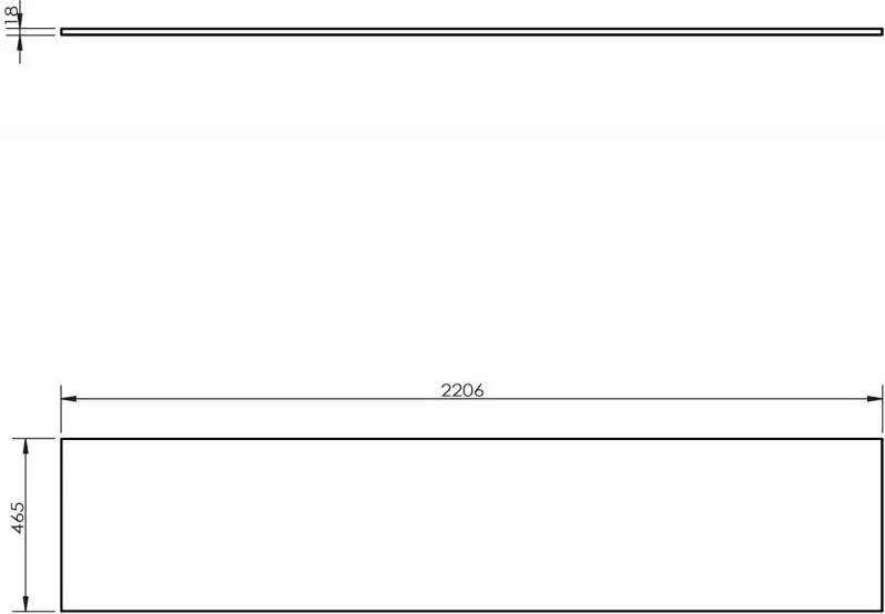 Mexen Uni, pracovní deska 220 cm, bílá matná, 91AXX-2204-464-18-01