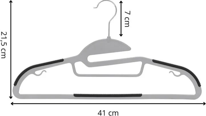 Plastová ramínka na oblečení 41 cm sada 30ks SPRINGOS HG0081 šedá