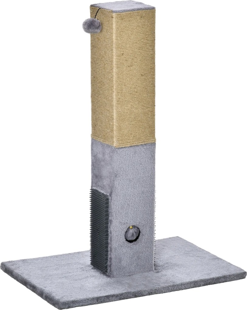 PawHut 79 cm Kočičí Škrabadlo se Závěsným Míčkem a Jutovým Sloupem 59.5x39x79 cm Šedé