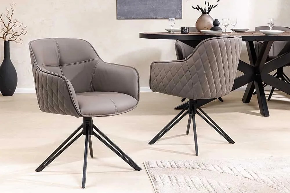 Designová otočná židle Natasha taupe kůže