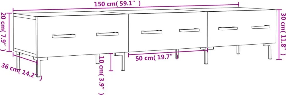 vidaXL TV skříňka 150 x 36 x 30 cm kompozitní dřevo [829159] Barva: šedá sonoma