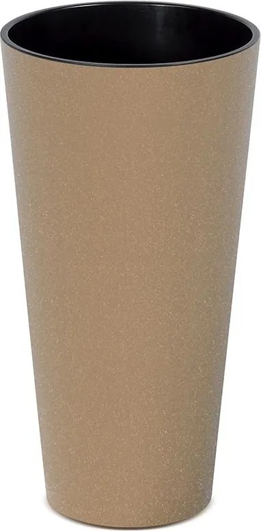 Plastový květináč TUBUS Slim Eco Wood 20 cm hnědý