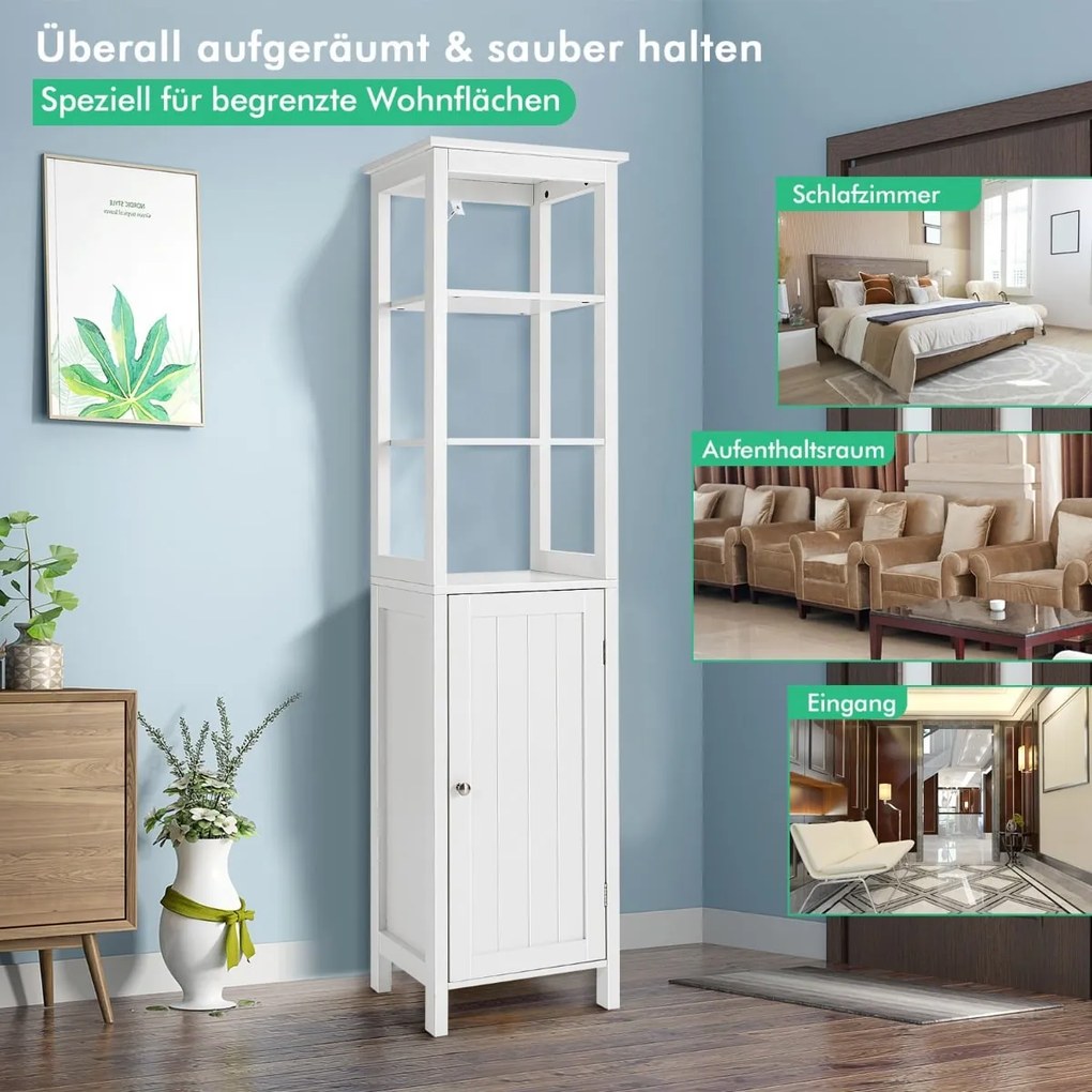 Costway 5patrová úzká vysoká skříňka s 3 polohovou policí – 40 × 32 × 161,5 cm