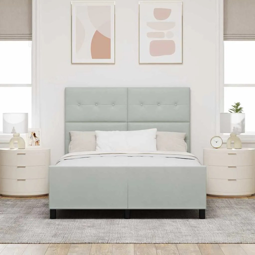 Postel s boxspringem s čelo Světle šedá 140 x 190 cm samet 3344939