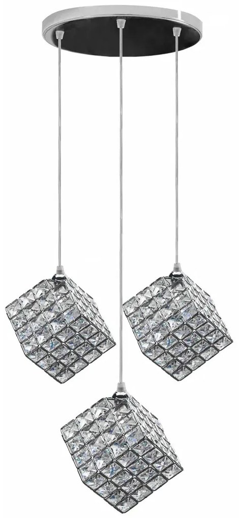 Toolight - Závěsná stropní lampa Glamour Cube - chrom - APP722-3CP