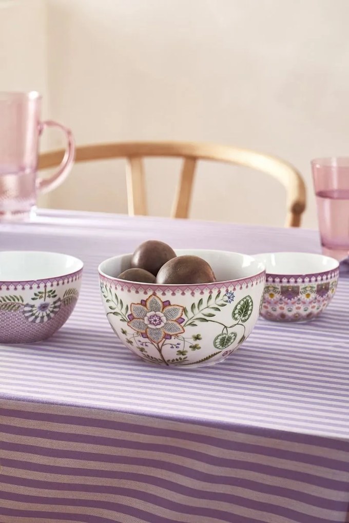 Pip Studio Lily & Lotus miska Ø18cm, bílá (porcelánová miska)