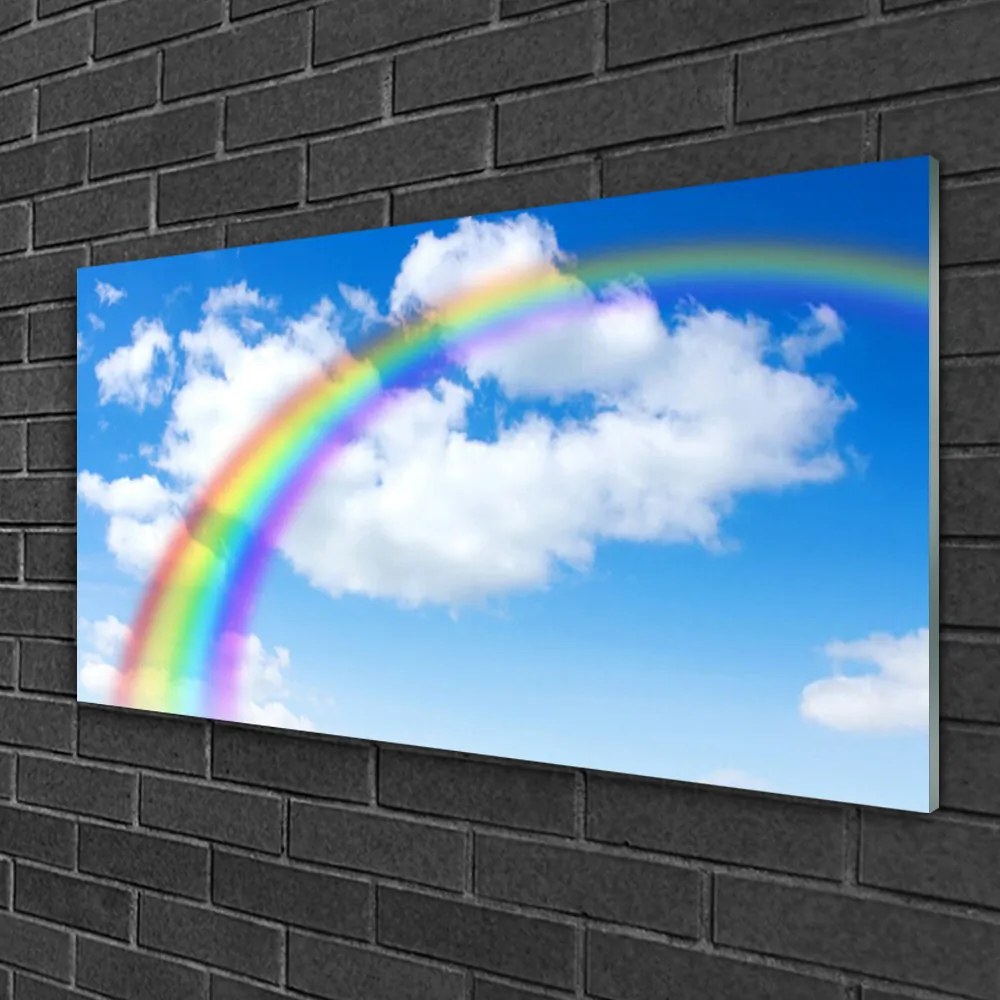 Obraz na skle Duha Nebe Mraky Příroda 100x50 cm