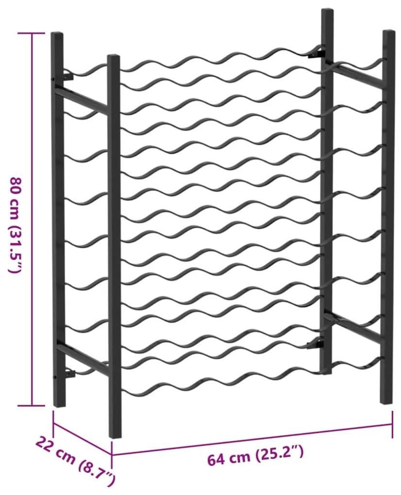 vidaXL Marketos Stojan na víno na 48 lahví černý kov