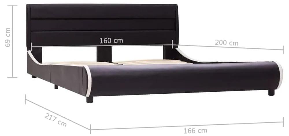 Petromila Rám postele s LED světlem černý umělá kůže 160 x 200 cm