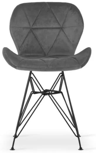 Sametová židle Paris šedá s černými nohami