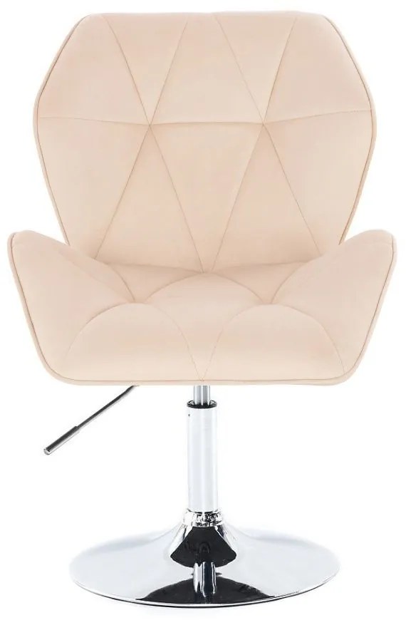 LuxuryForm DESIGN Otočná židle MILANO MAX VELUR na stříbrném talíři - krémová