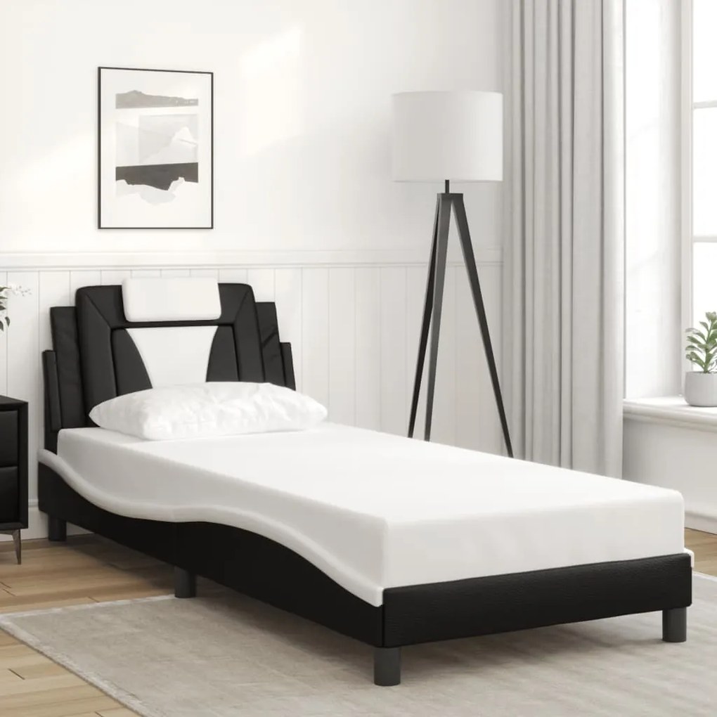 Rám postele Viana s LED bez matrace černý a bílý 80x200 cm 3213985