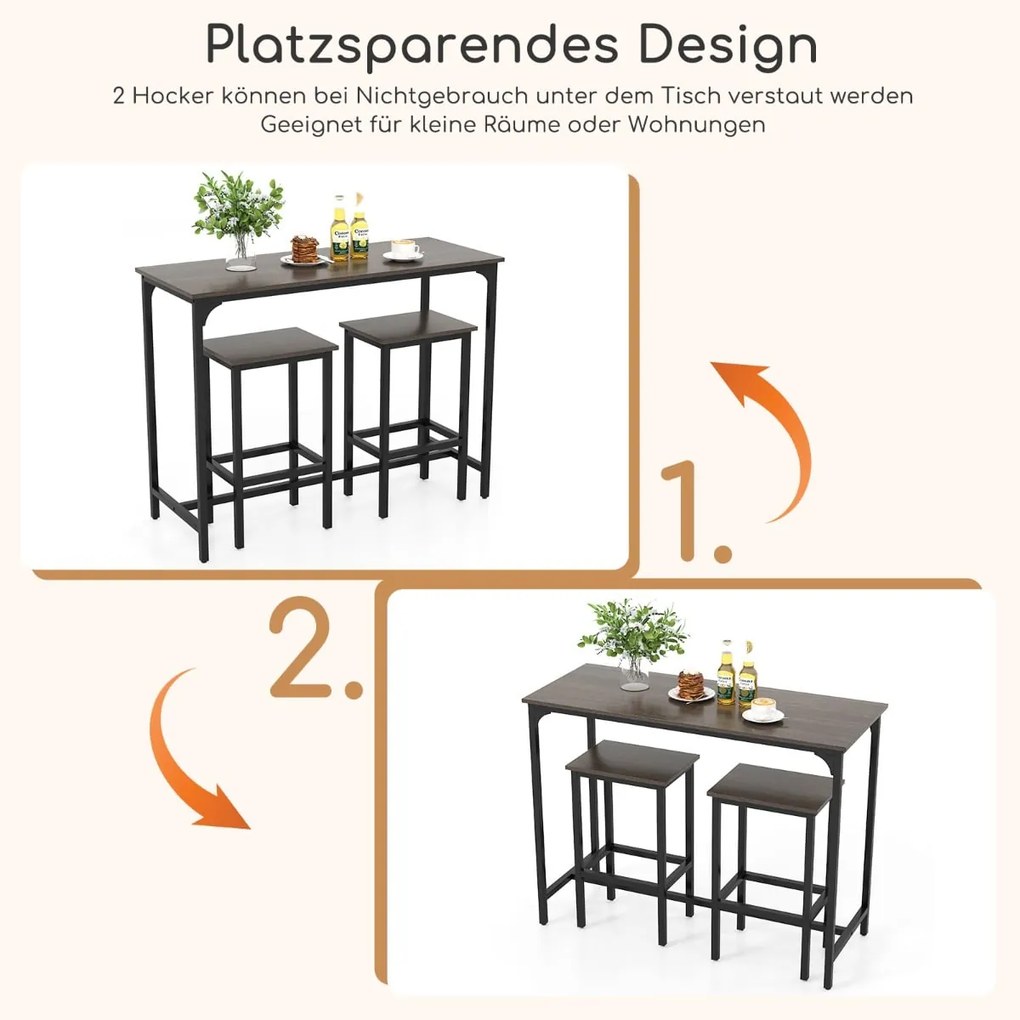 Costway 3 PCS. Jídelní stůl set s barovým stolem a amp; 2 stoličky průmyslový